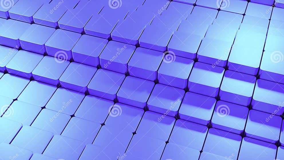 3D Cubes Move in Waves on Surface. Design. Animation with Moving Waves ...