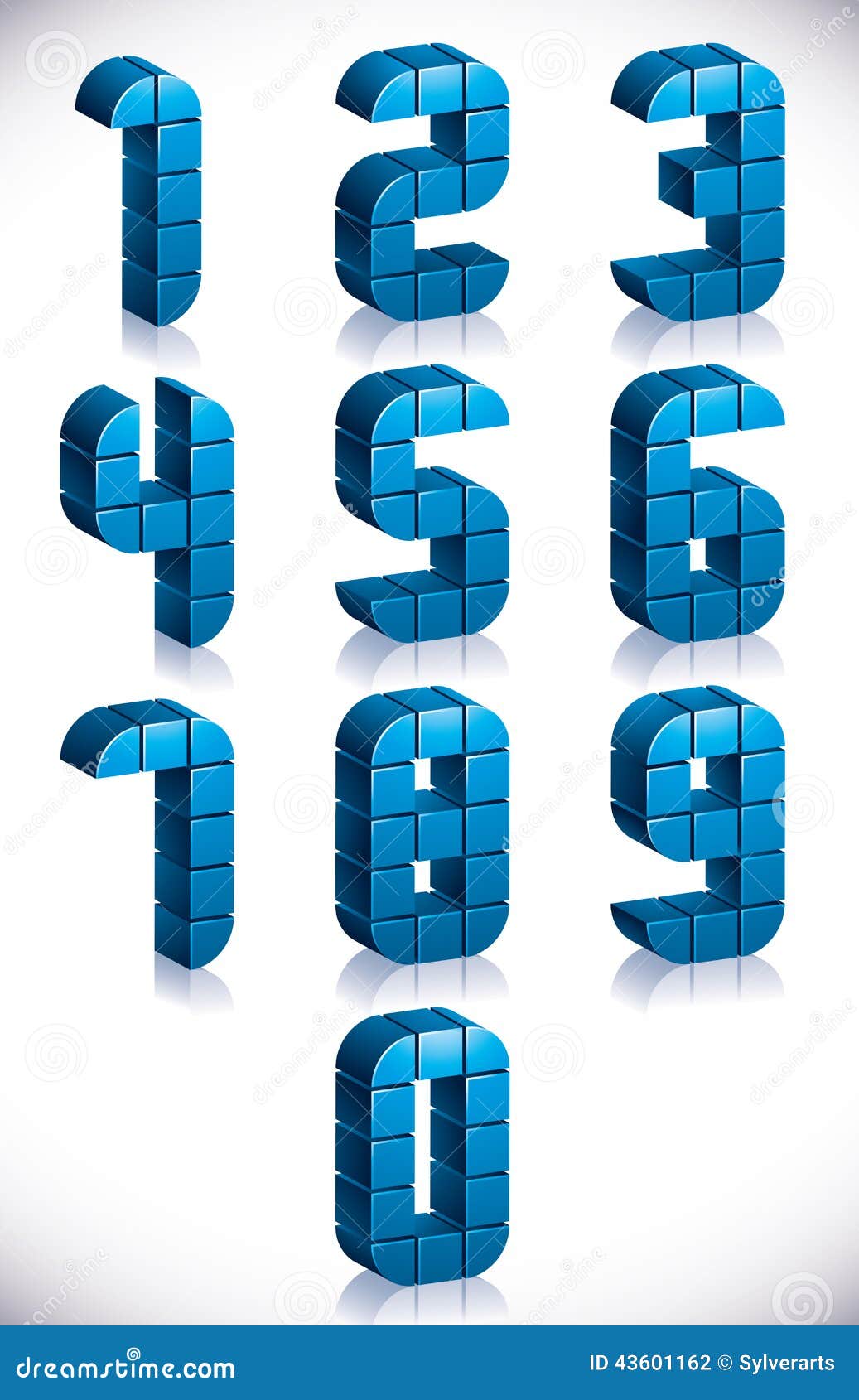 3d cubes numbers set. stock vector. Illustration of count - 43601162