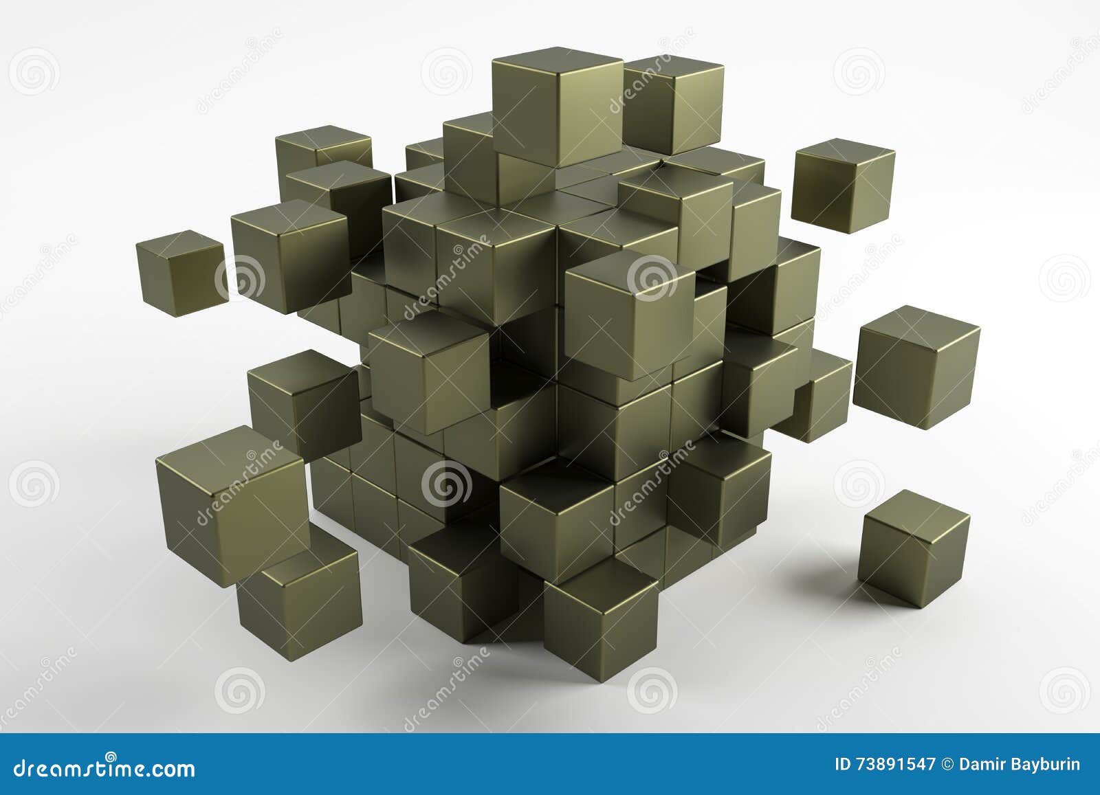 3d Cubes Scatter in Different Directions. Abstract Reflected Obj Stock ...