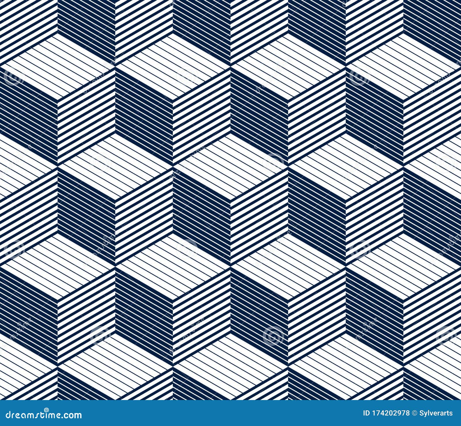 3D Cubes Seamless Pattern Vector Background, Lined Dimensional Blocks ...
