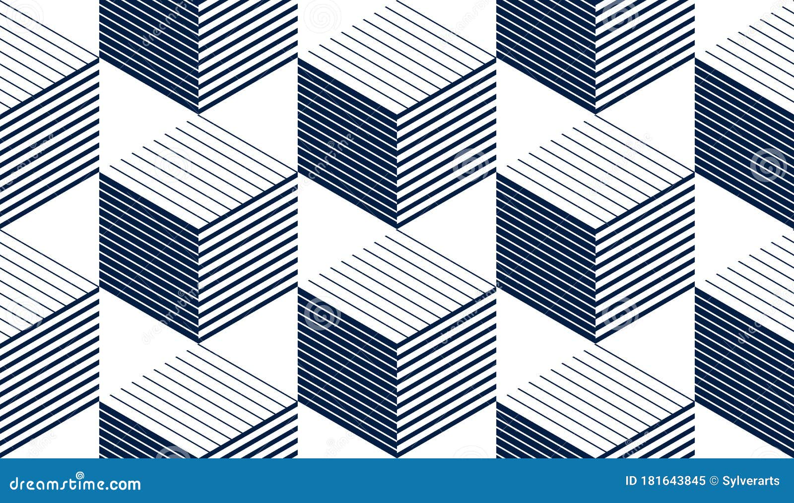 3D Cubes Seamless Pattern Vector Background, Lined Dimensional Blocks ...