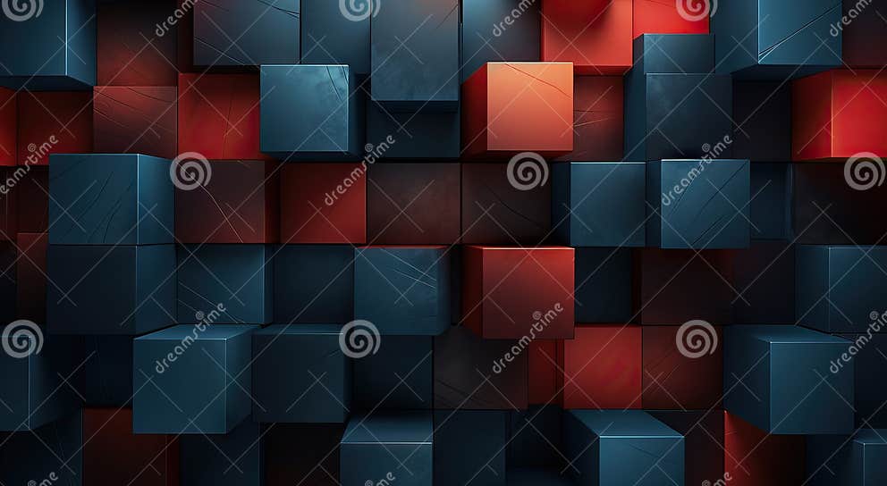 3d Cubes with Triangles, in the Style of Dark, Foreboding Colors, Rectangular Fields ...