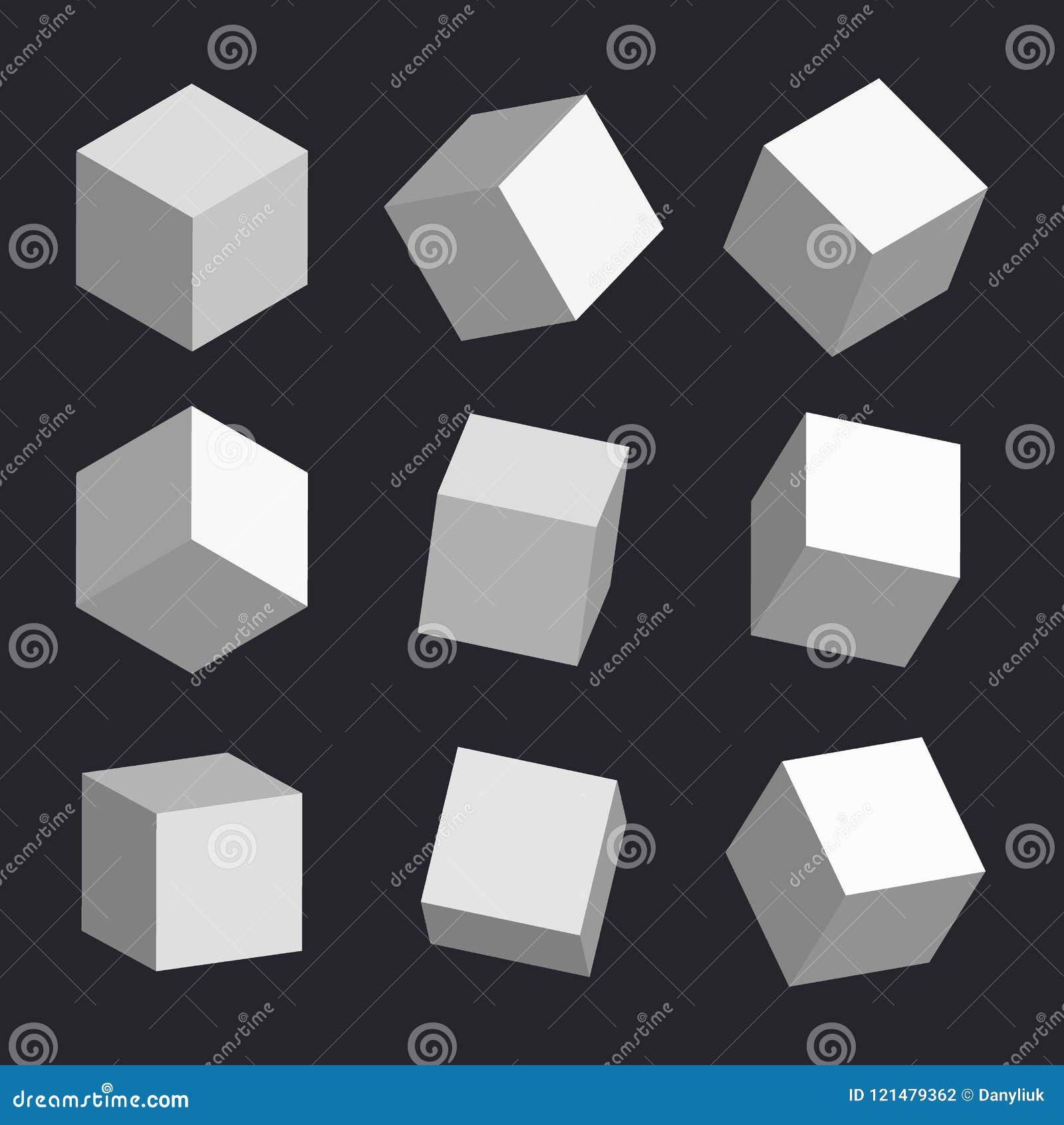 3D Cubes Vector Box Square Geometric Shape Isometric Block Illustration ...