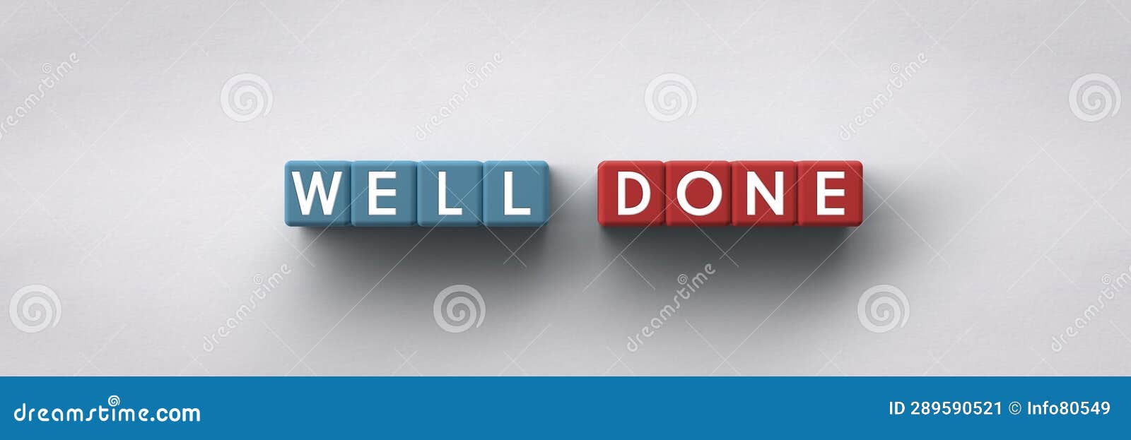 3D Cubes with the Words Well Done on a White Paper Background Stock ...