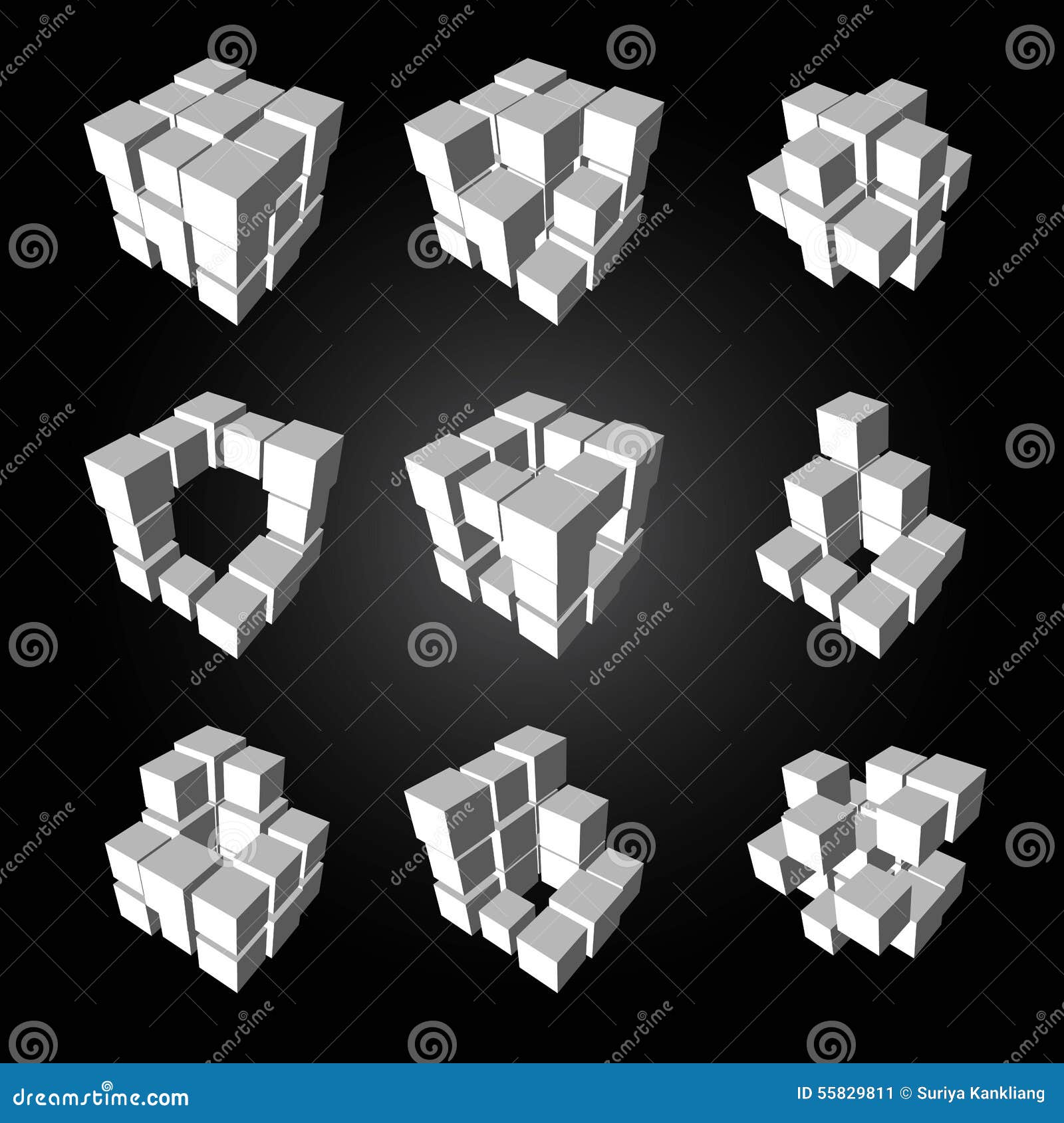 3d cubic stock vector. Illustration of modular, grid - 55829811