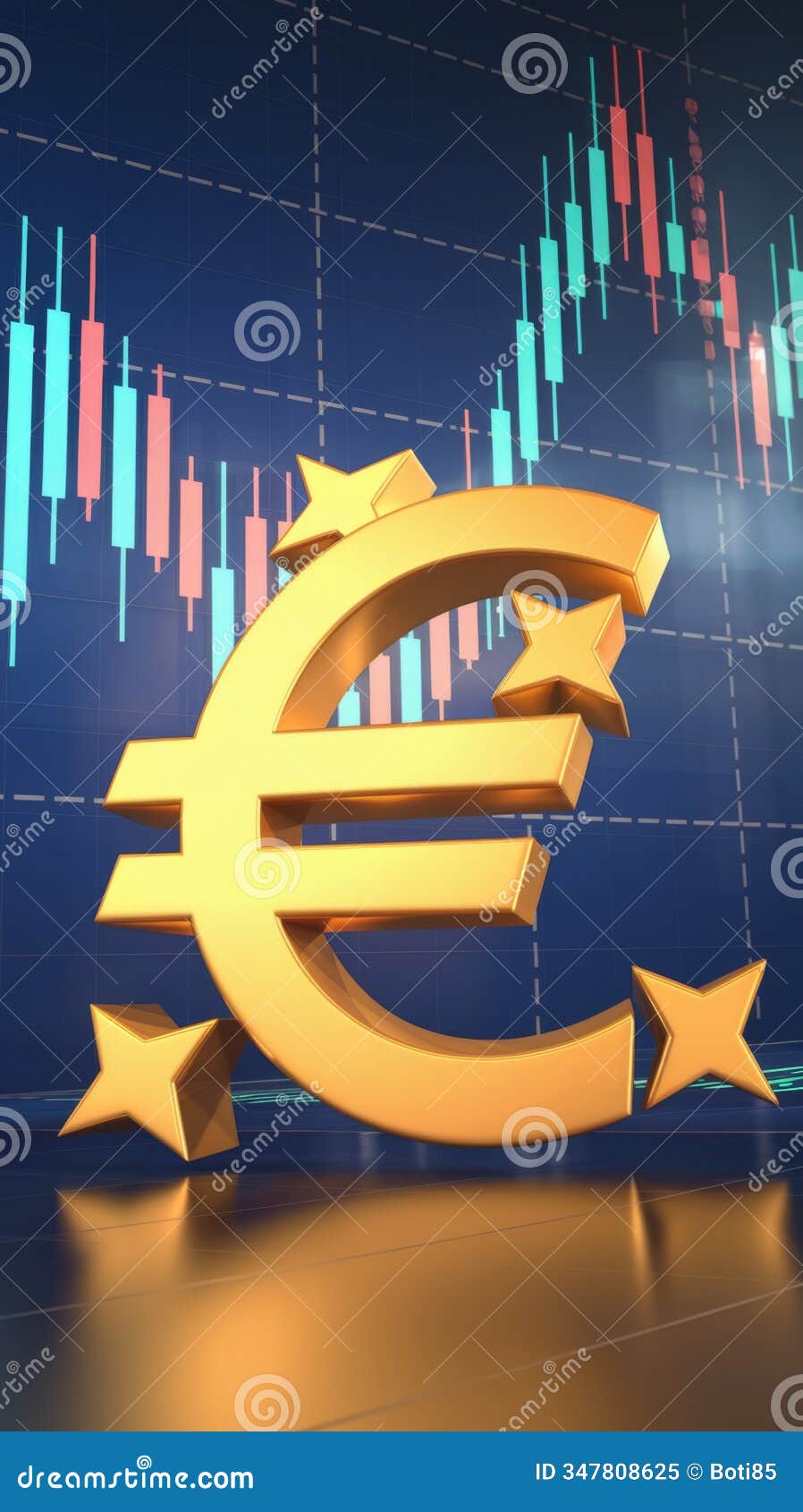 3D Currency Symbol with Dynamic Financial Market Chart in the ...