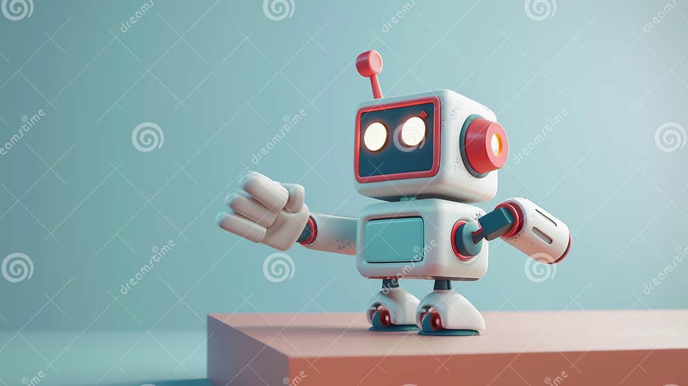 A 3D Cursor Icon Transforming into a Playful Robot Character Stock ...