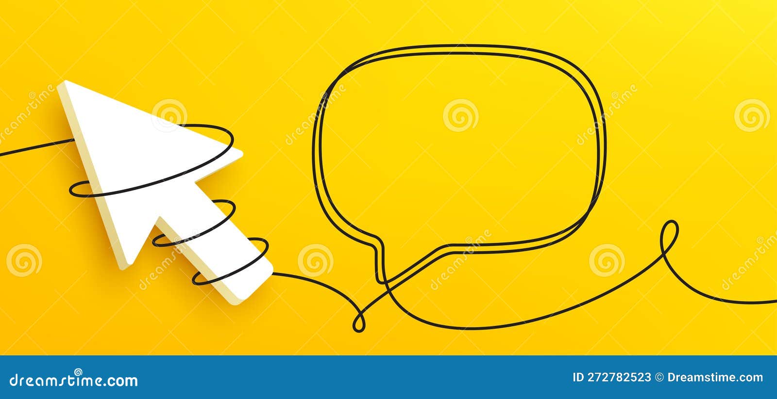 3d Cursor Pointer with Continuous Line Speech Bubble. Single Line Chat ...