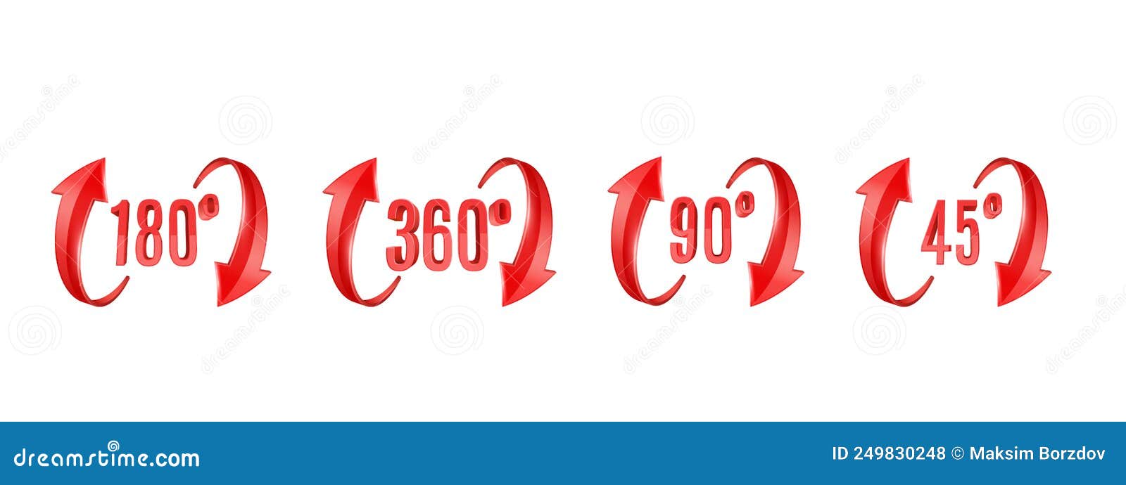 3D Curve Arrows and Rotation Angle Degrees Sing. Stock Vector ...