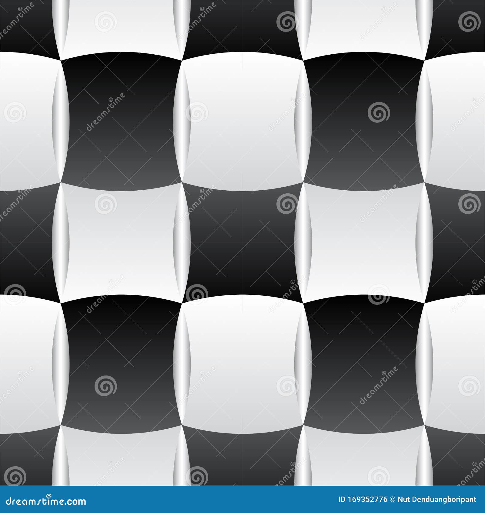 3D Curve Tile Seamless Pattern Black&White_002 Stock Vector ...