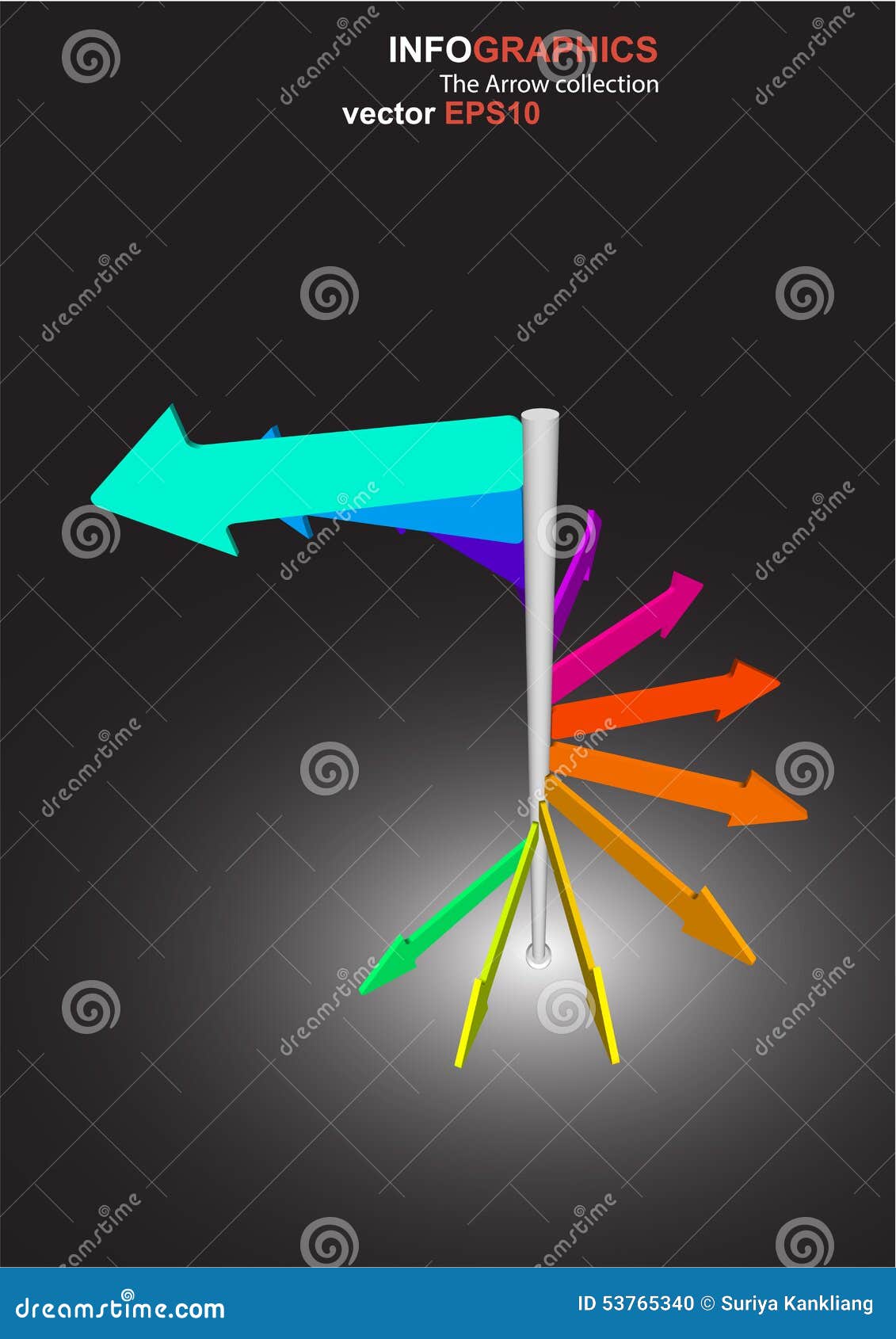 3D curved arrow stock illustration. Illustration of curve - 53765340