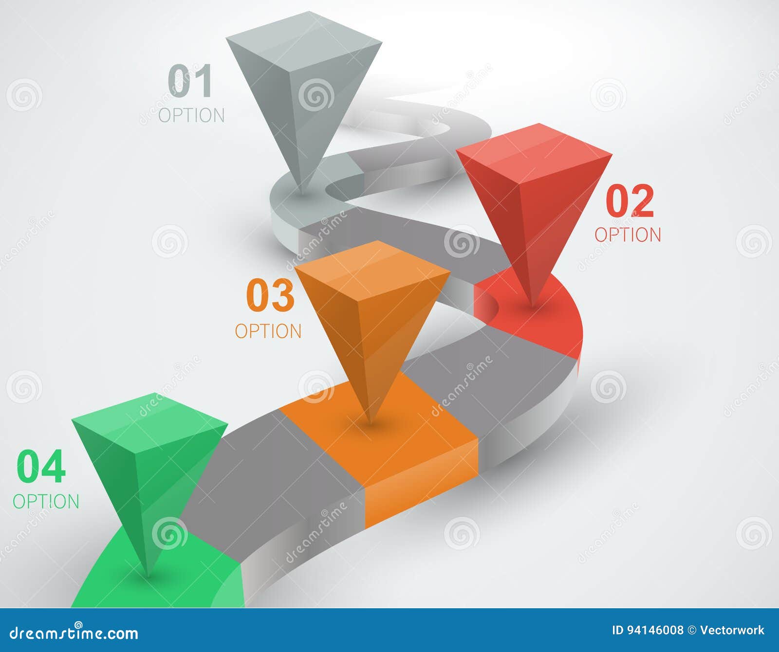 3d Curved Path With The Distinguished Points Vector Illustration ...