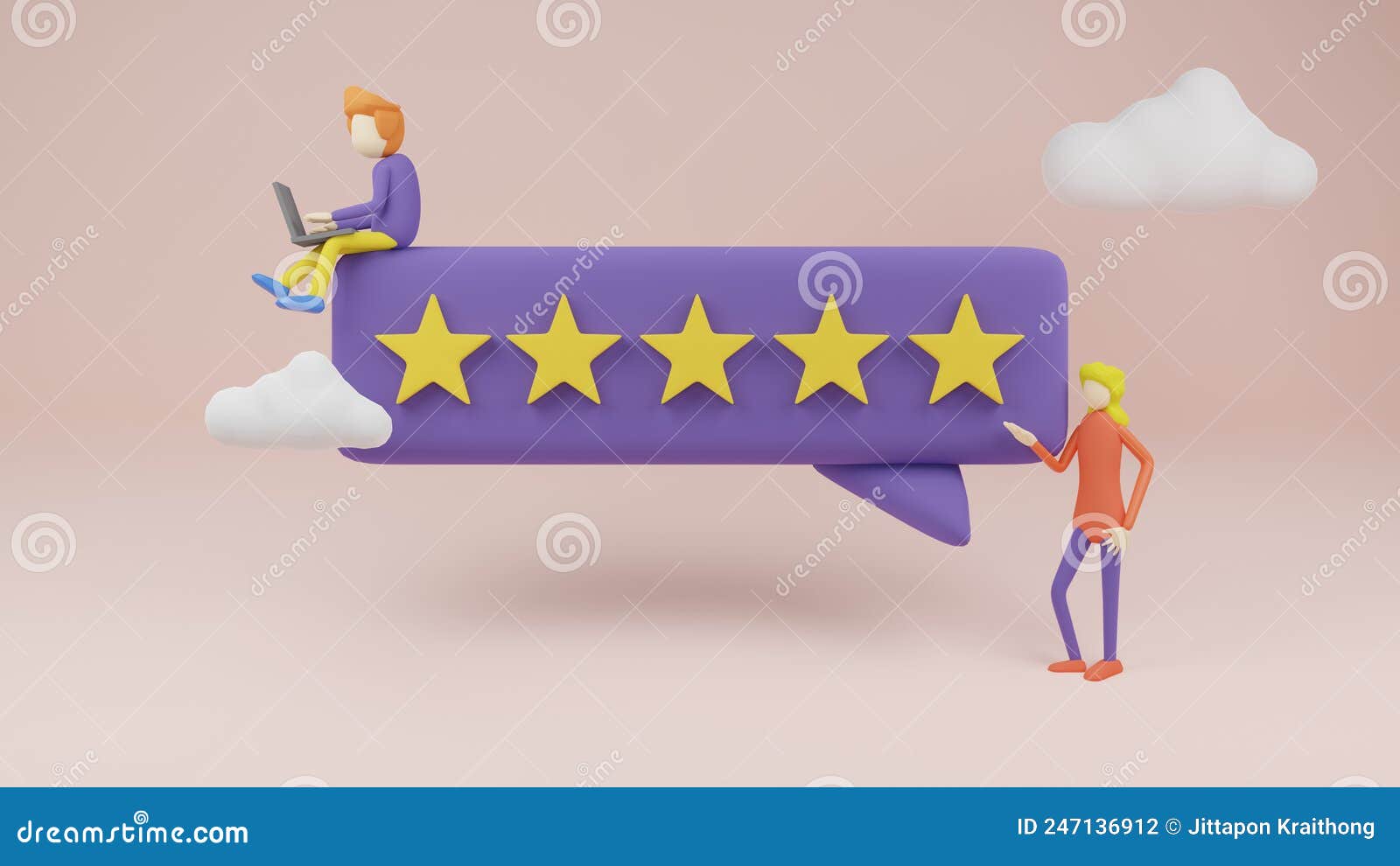3D Customer Review Recommendation Star Stock Illustration ...
