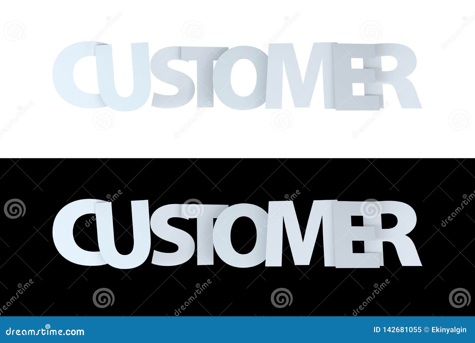 Customer - 3D Text Illustration - Words With Colored Lines Tilde And ...