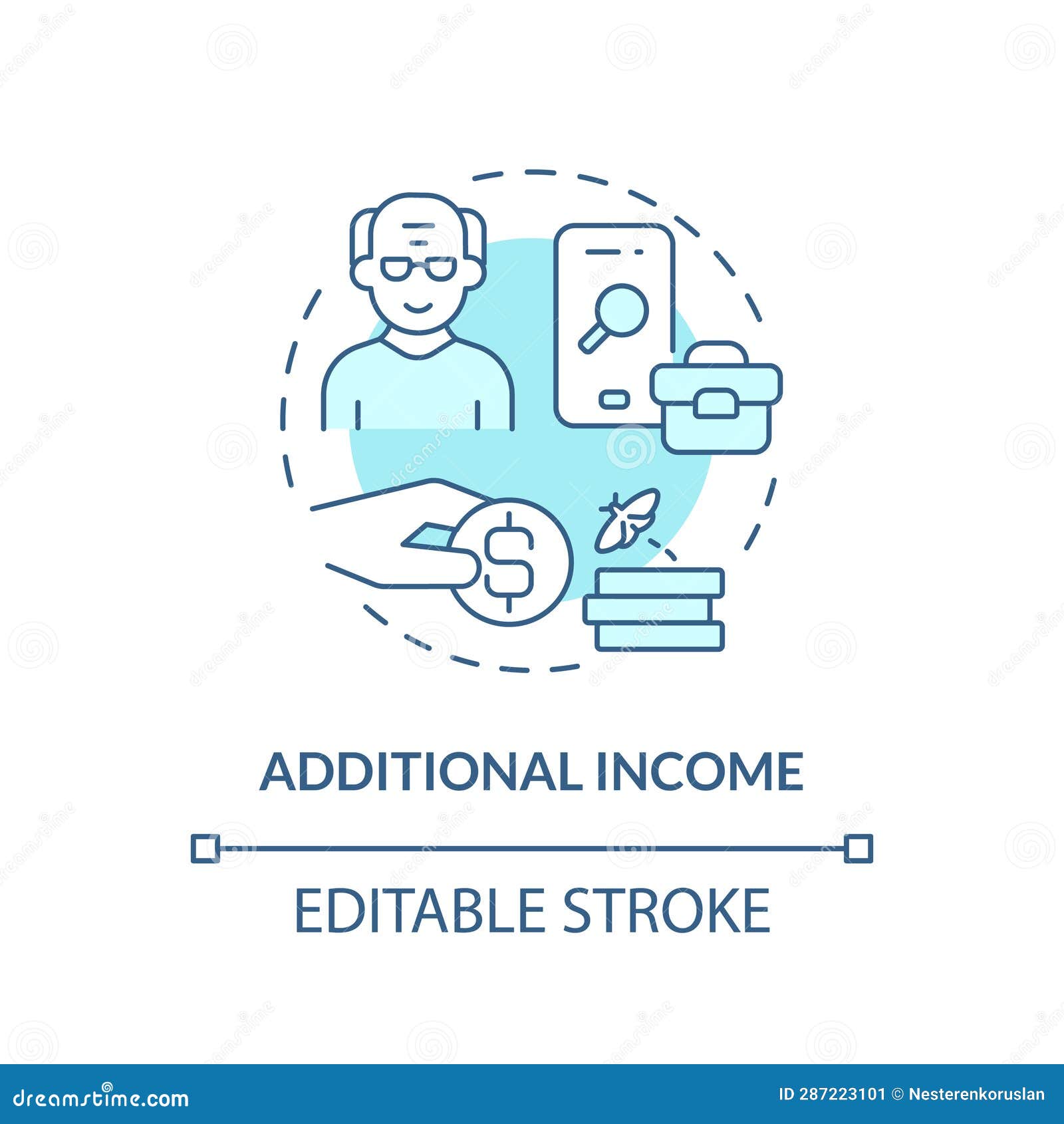 2D Customizable Additional Income Blue Icon Concept Stock Illustration ...