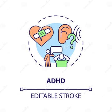2D Customizable ADHD Line Icon Concept Stock Vector - Illustration of ...