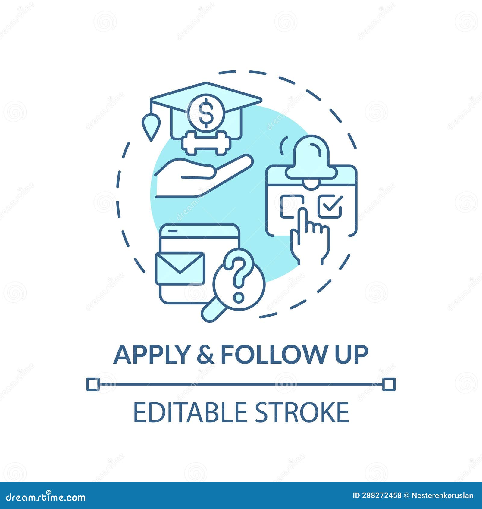 2D Customizable Apply and Follow Up Line Icon Concept Stock Vector ...