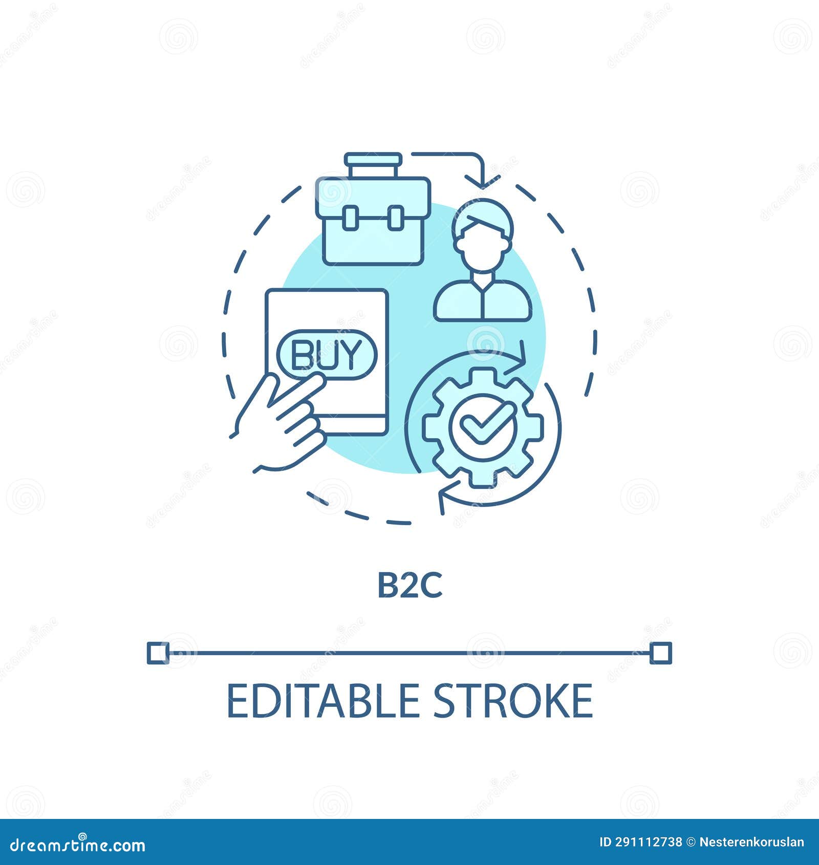 2D Customizable Blue Thin Linear Icon B2C Concept Stock Vector ...