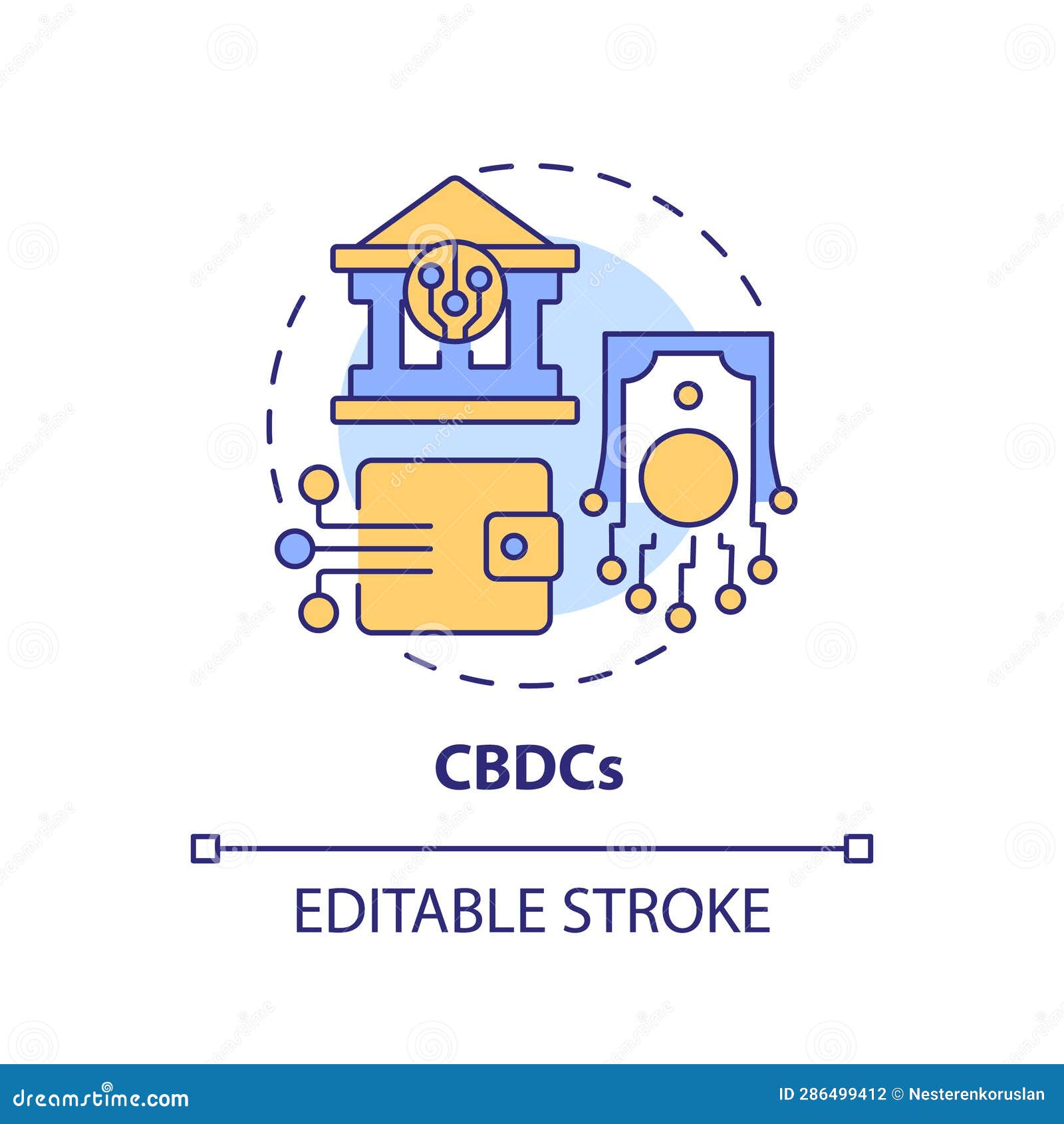 2D Customizable CBDCs Line Icon Concept Stock Vector - Illustration of ...