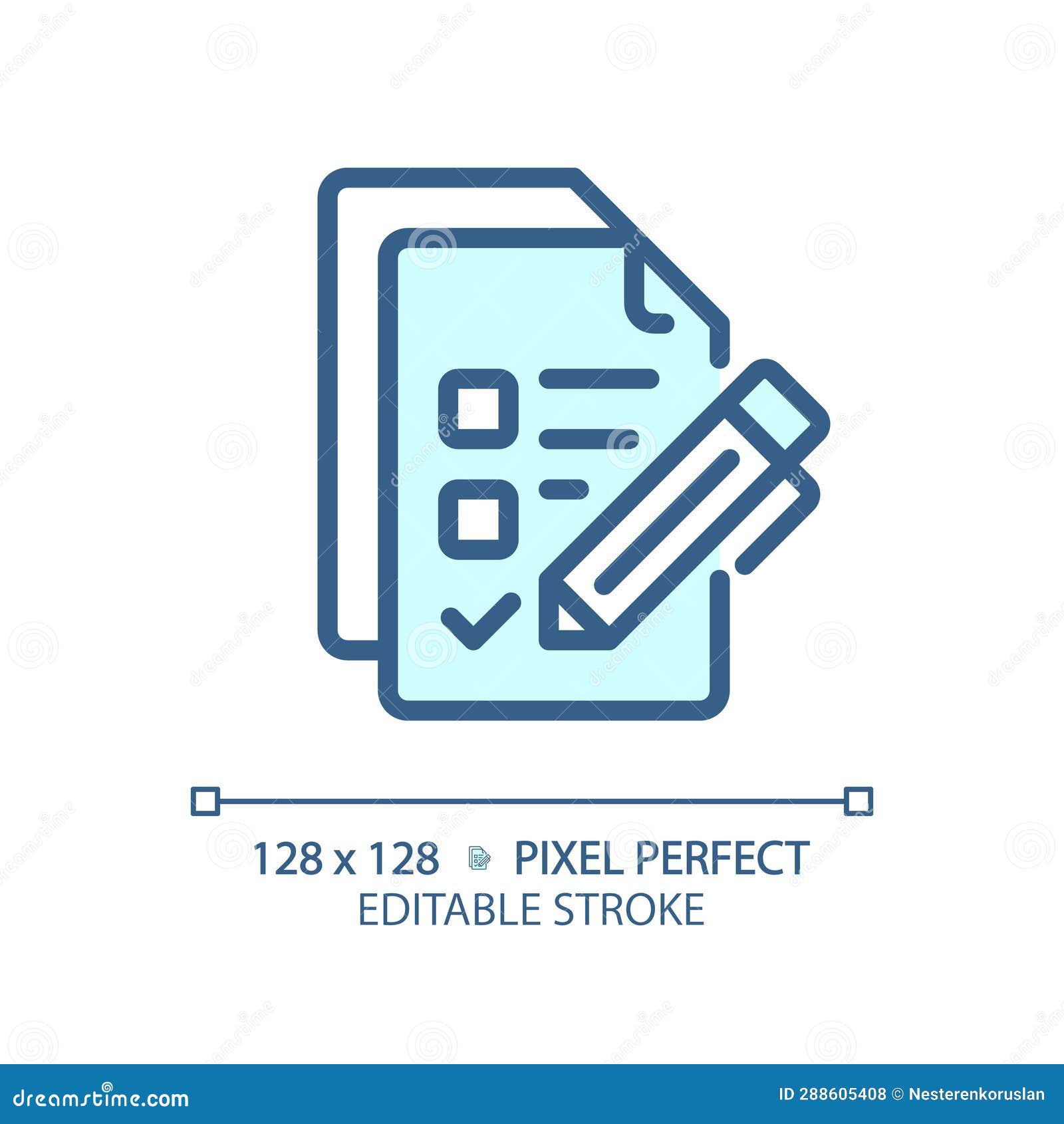 2D Customizable Checklist Thin Linear Blue Icon Stock Vector ...