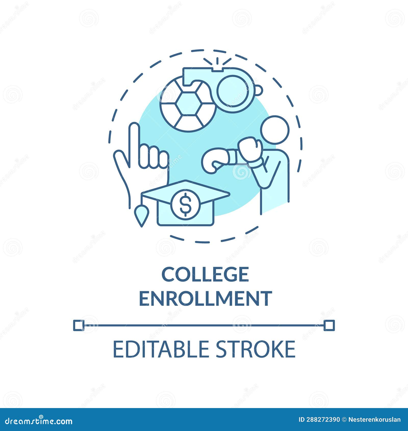 2D Customizable College Enrollment Line Icon Concept Stock Illustration ...