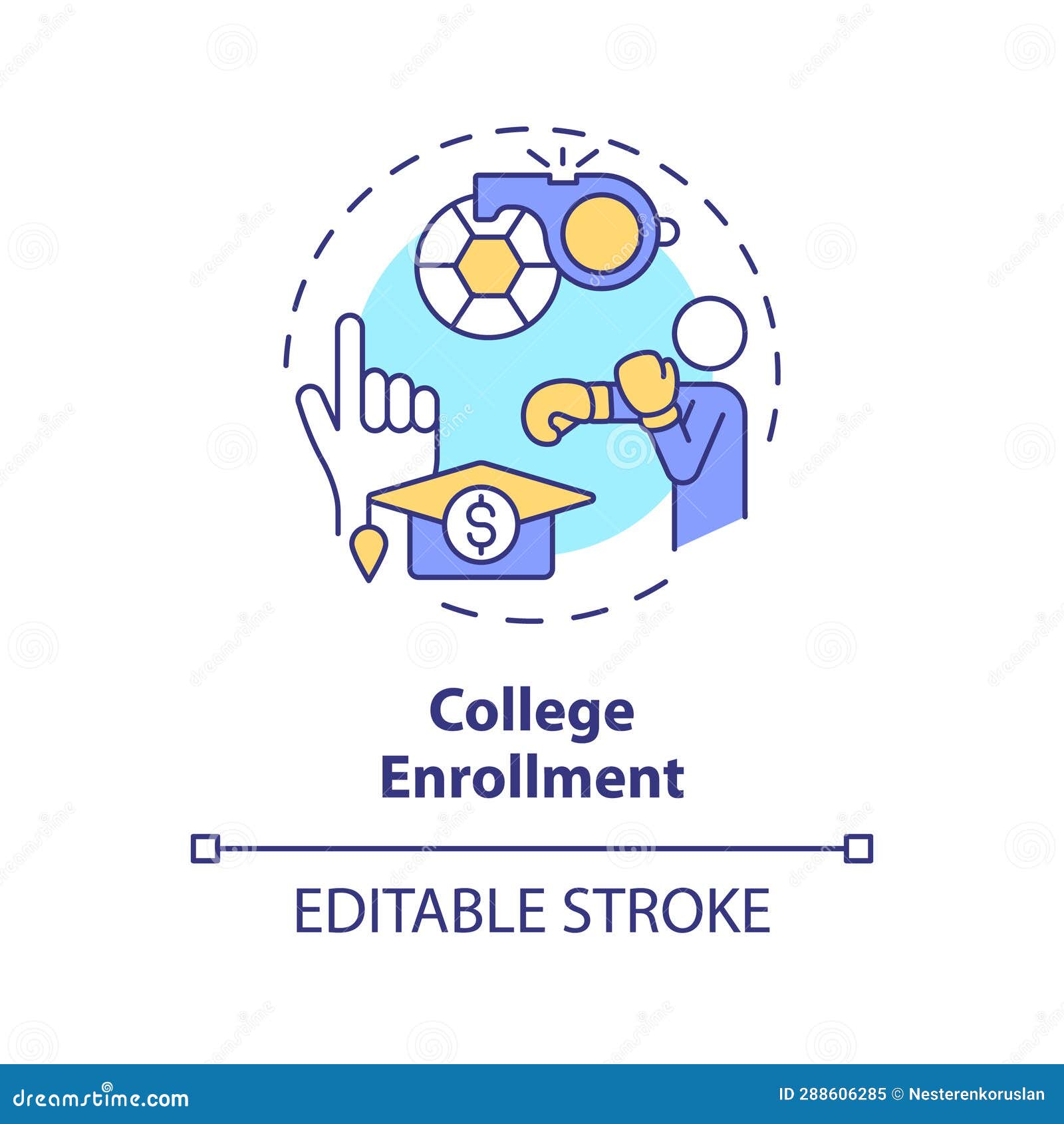 2D Customizable College Enrollment Line Icon Concept Stock Illustration ...
