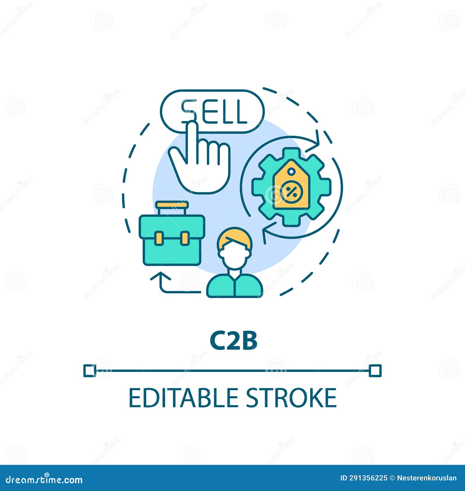 2D Customizable Colorful Thin Linear Icon C2B Concept Stock Vector ...