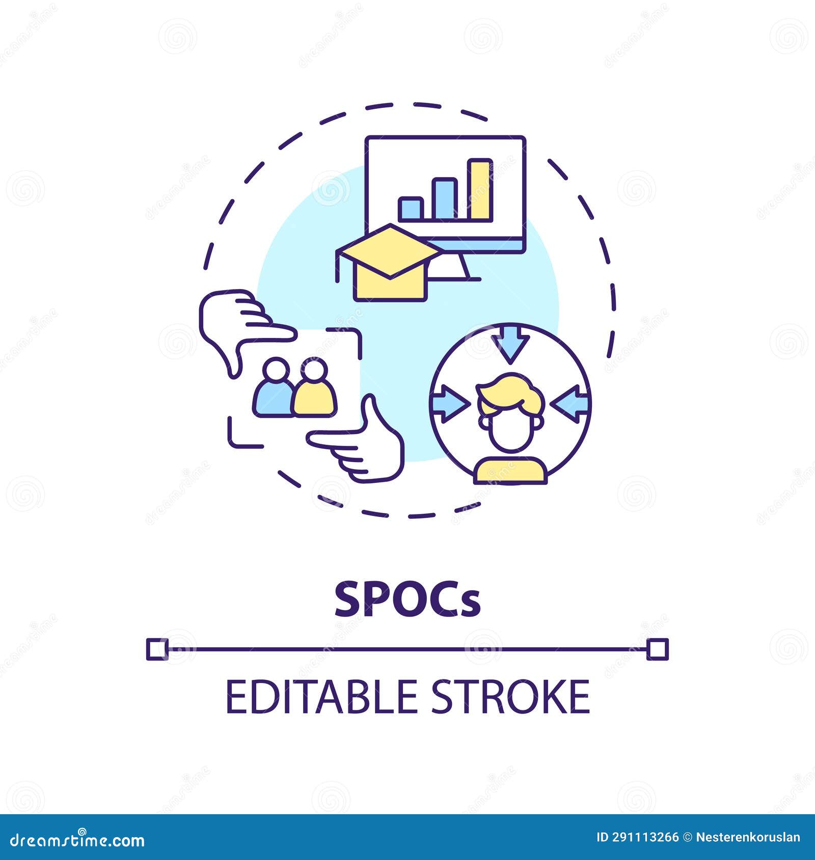 2D Customizable Colorful Thin Linear Icon SPOCs Concept Stock ...