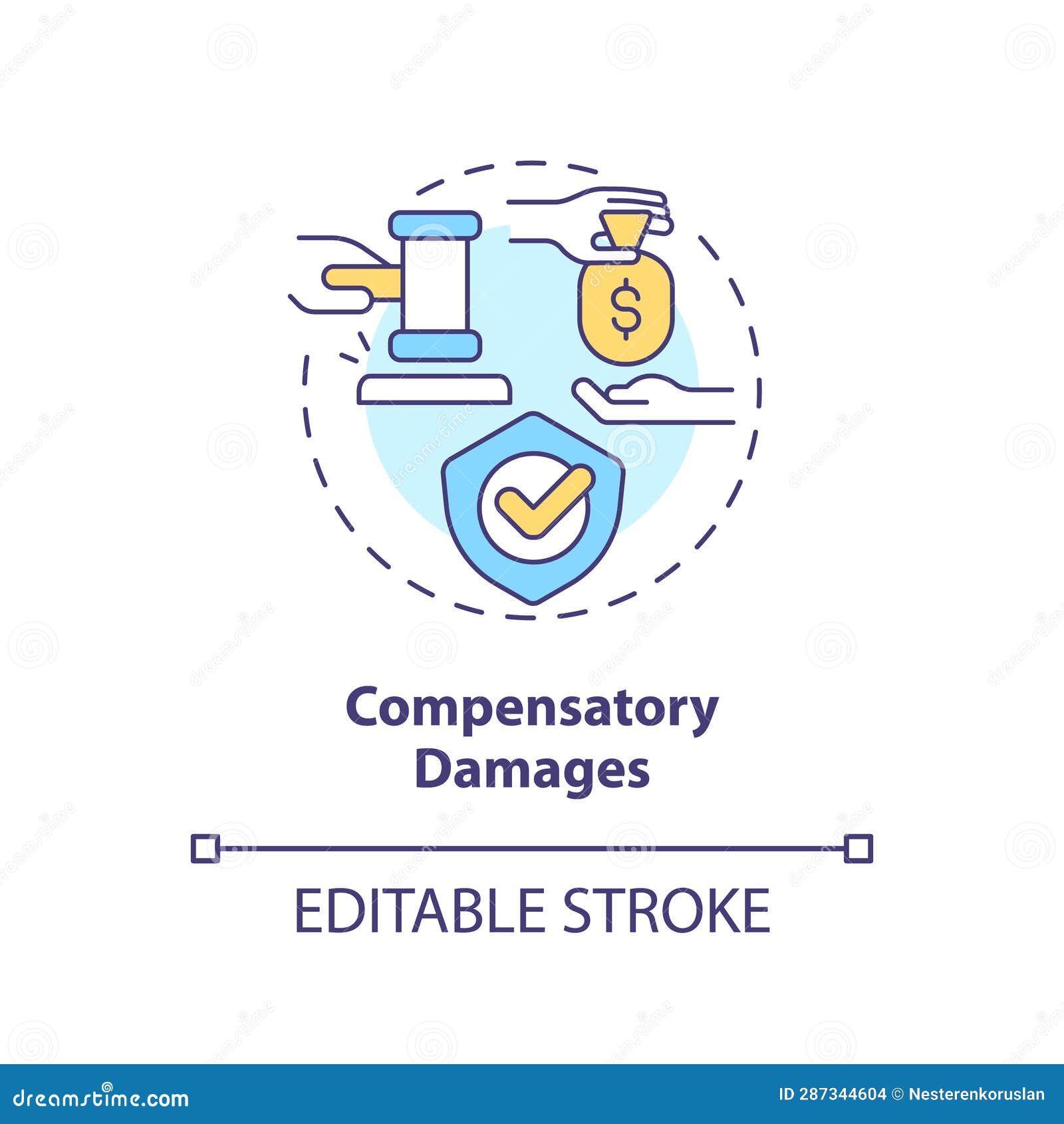 2D Customizable Compensatory Damages Line Icon Concept Stock Vector ...