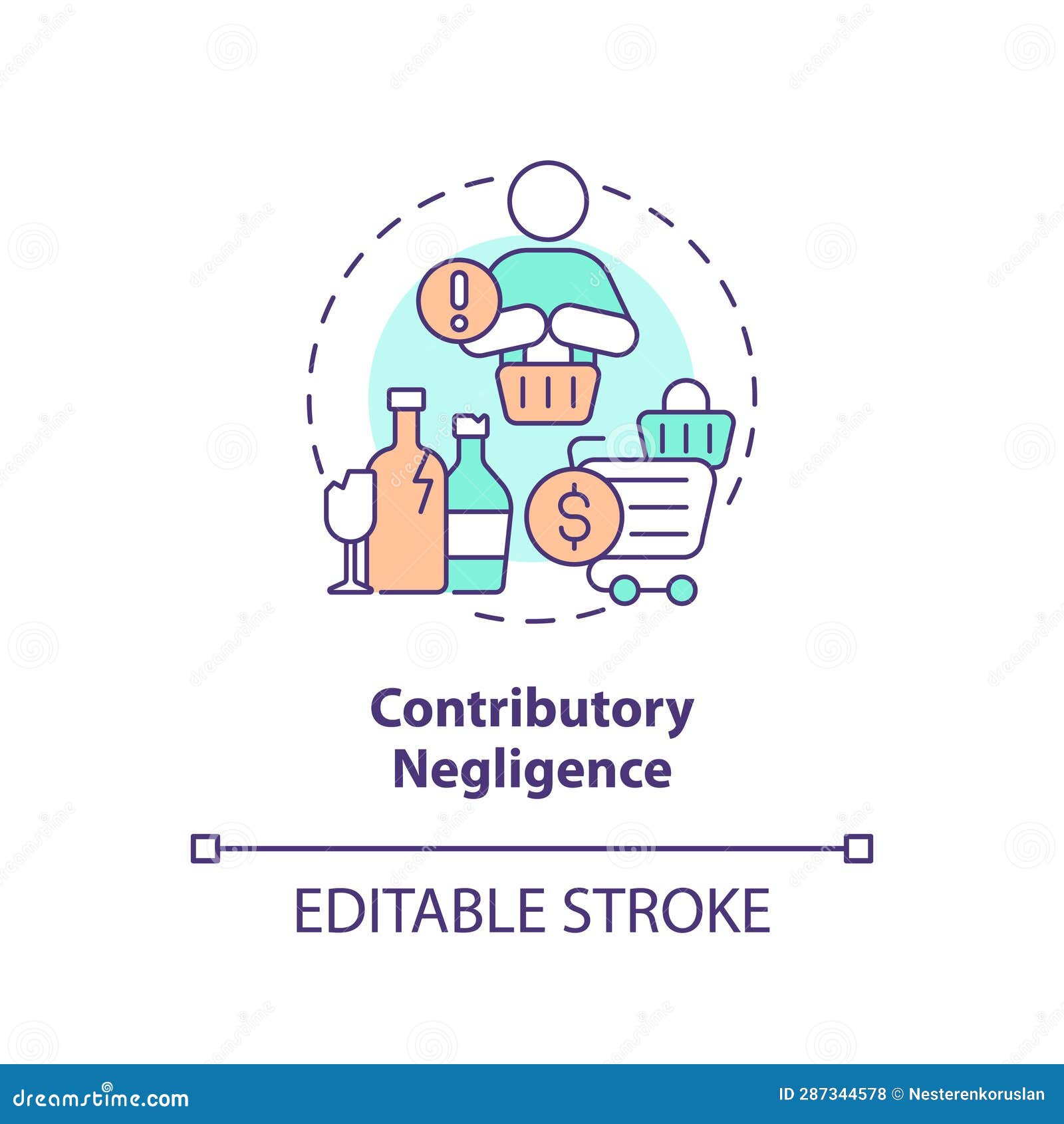 2D Customizable Contributory Negligence Line Icon Concept Stock Vector ...