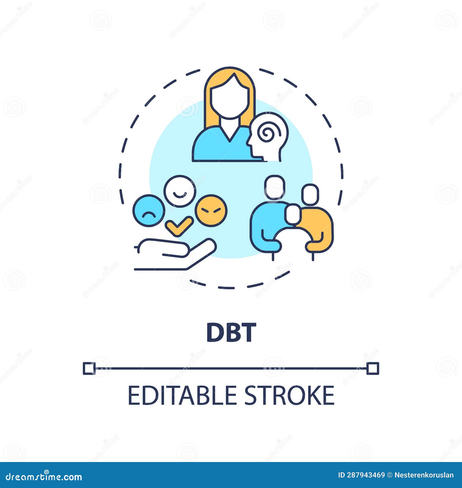 2D Customizable DBT Line Icon Concept Stock Illustration - Illustration ...