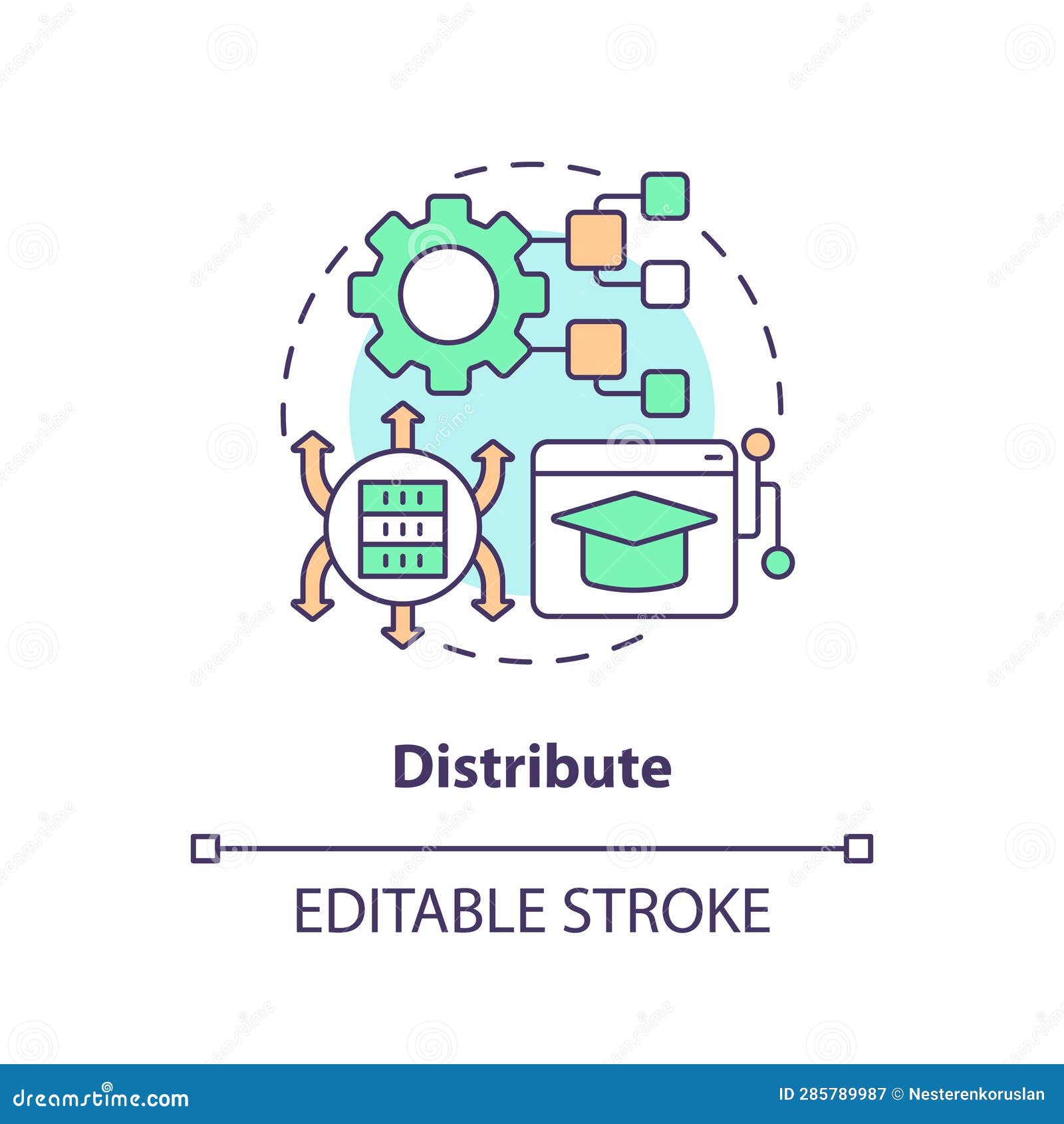 2D Customizable Distribute Line Icon Concept Stock Vector ...