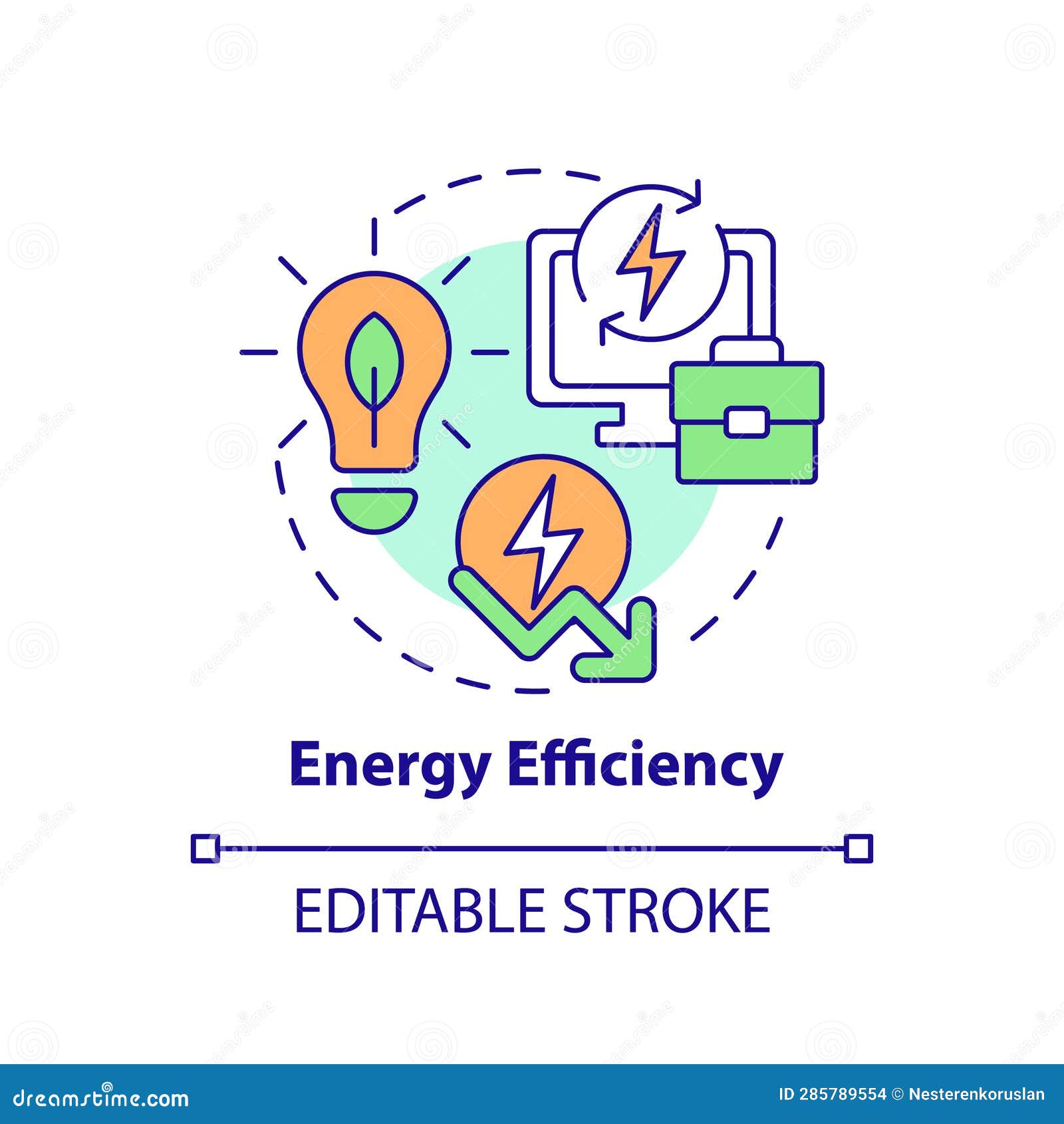2D Customizable Energy Efficiency Line Icon Concept Stock Vector ...