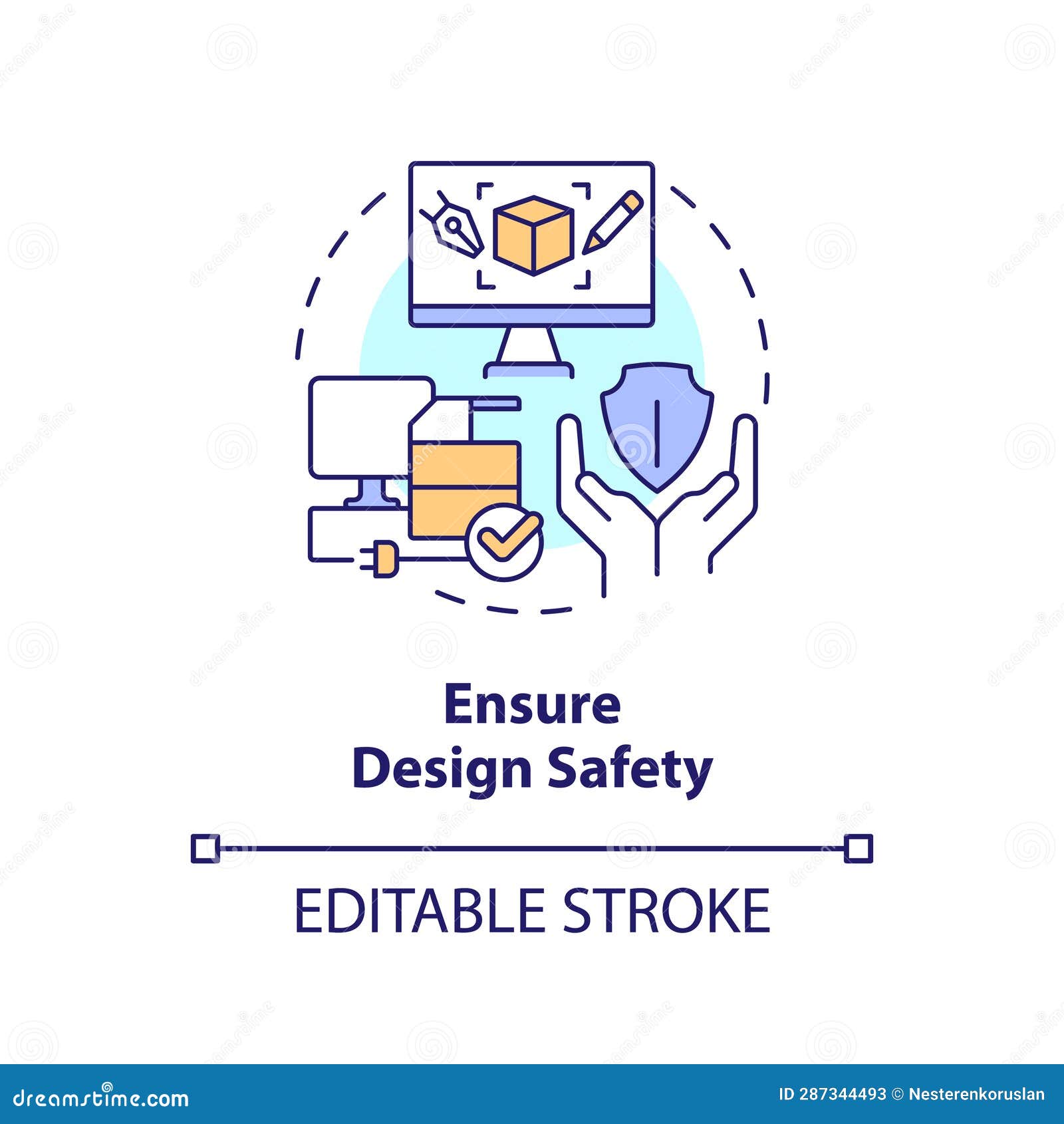 2D Customizable Ensure Design Safety Line Icon Concept Stock Vector ...