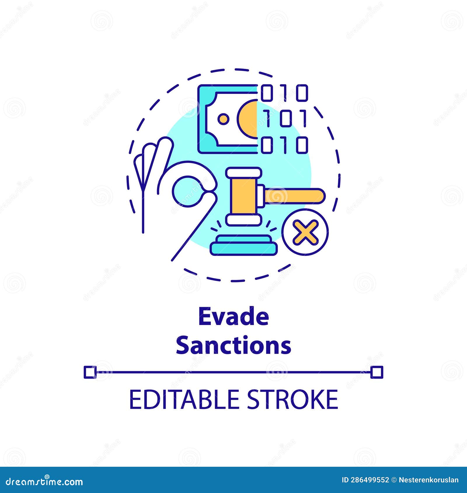 2D Customizable Evade Sanctions Line Icon Concept Stock Illustration ...