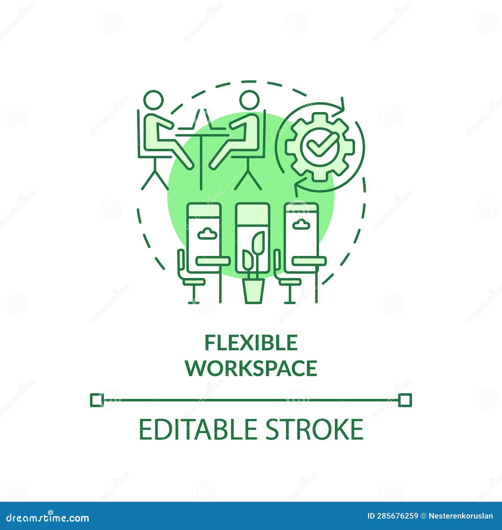 2D Customizable Flexible Workspace Line Icon Concept Stock Vector ...