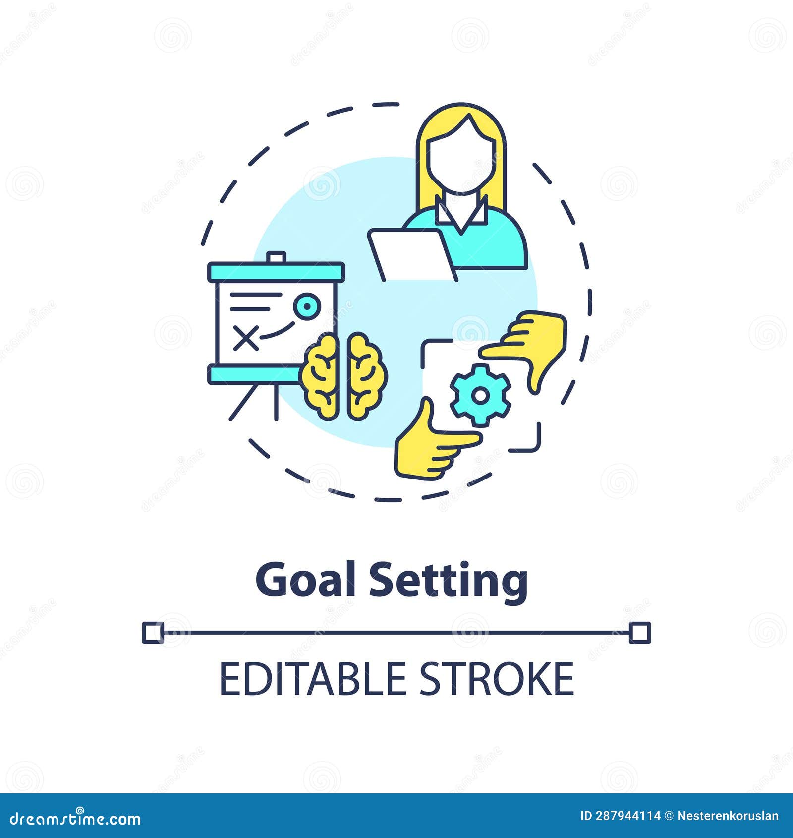 2D Customizable Goal Setting Line Icon Concept Stock Vector ...