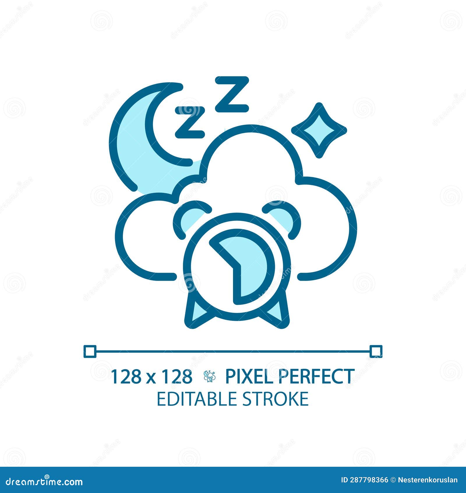 2D Customizable Good Sleep Linear Icon Stock Illustration ...