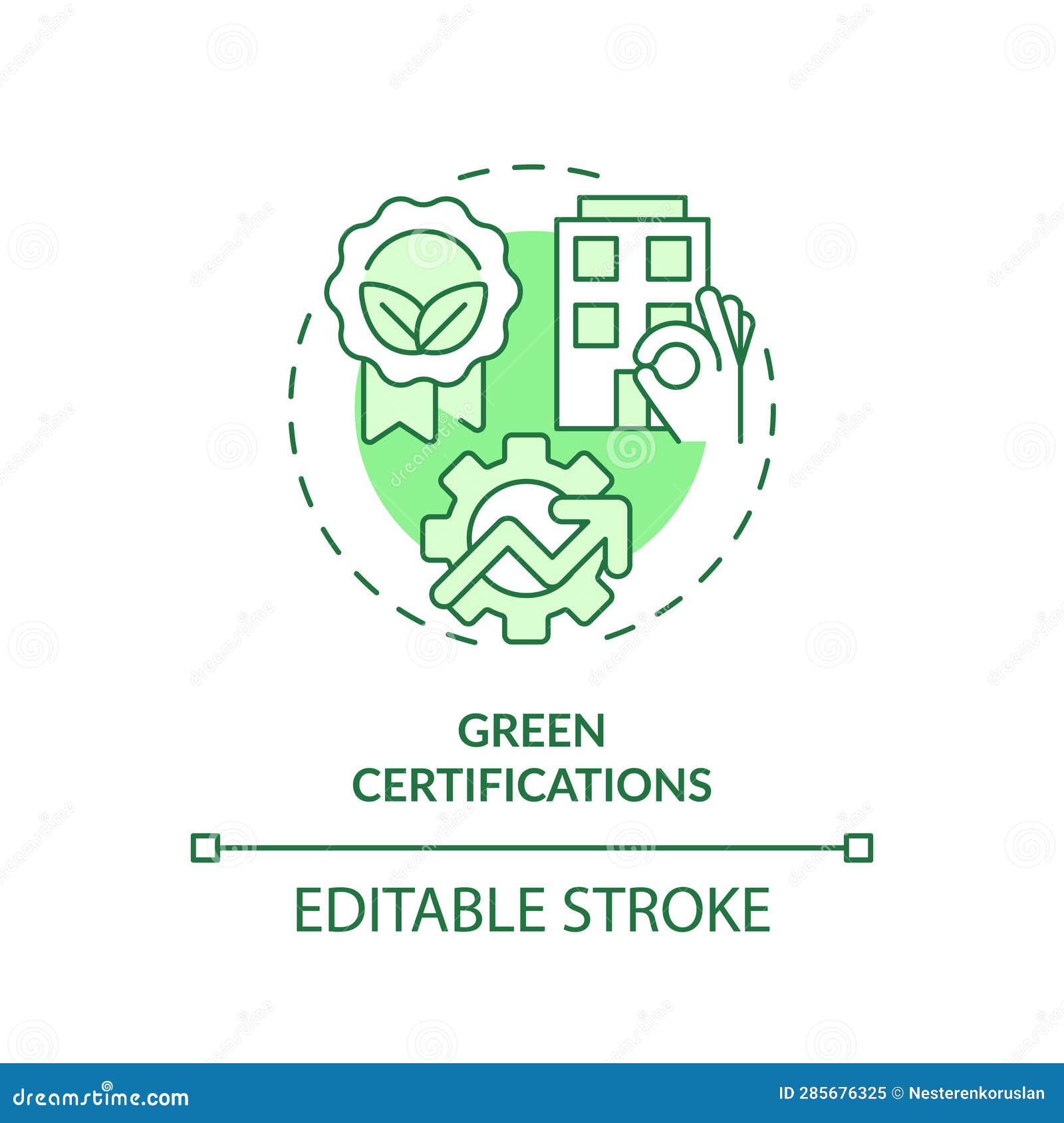 2D Customizable Green Certifications Line Icon Concept Stock Vector ...