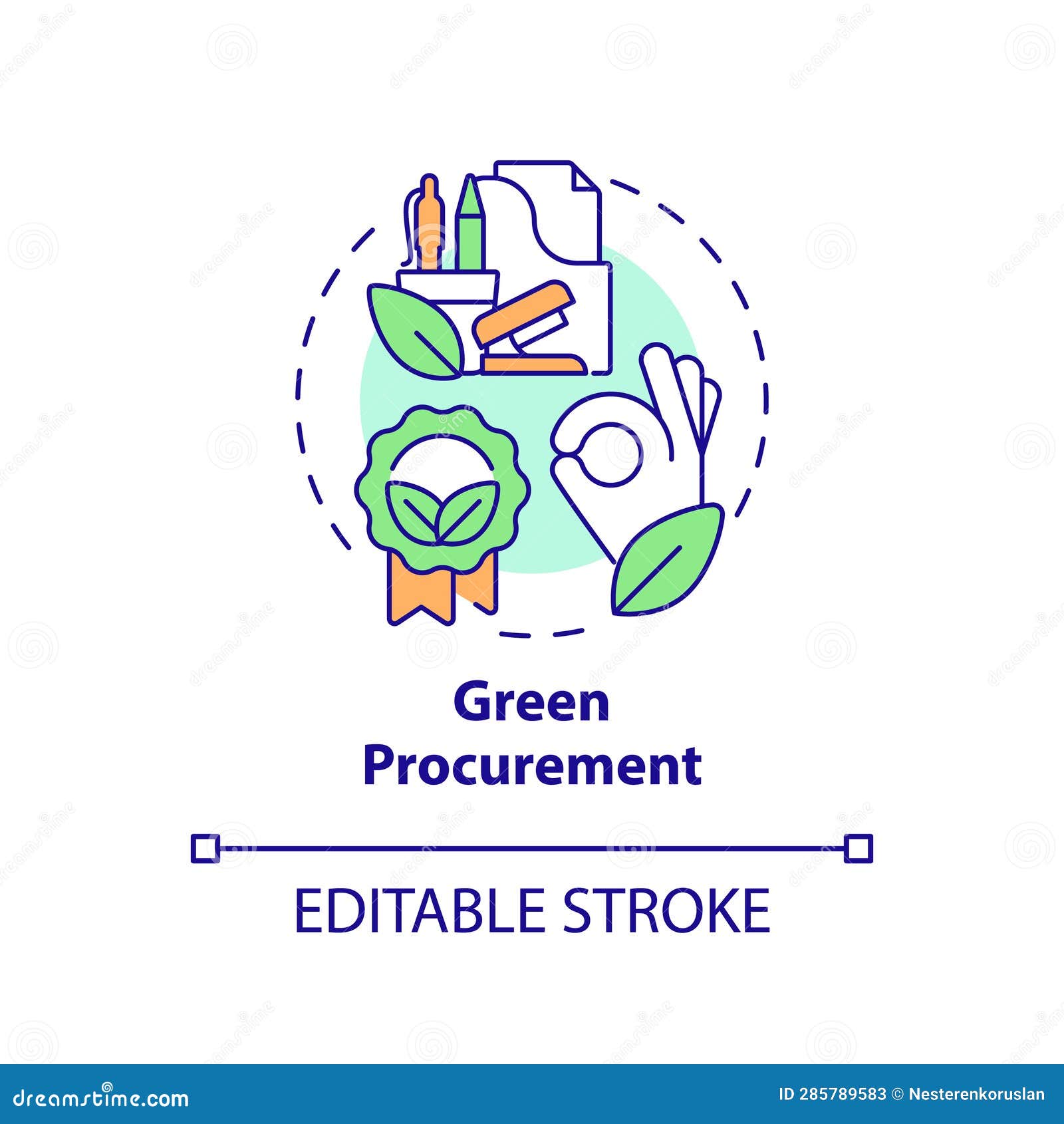 2D Customizable Green Procurement Line Icon Concept Stock Vector ...