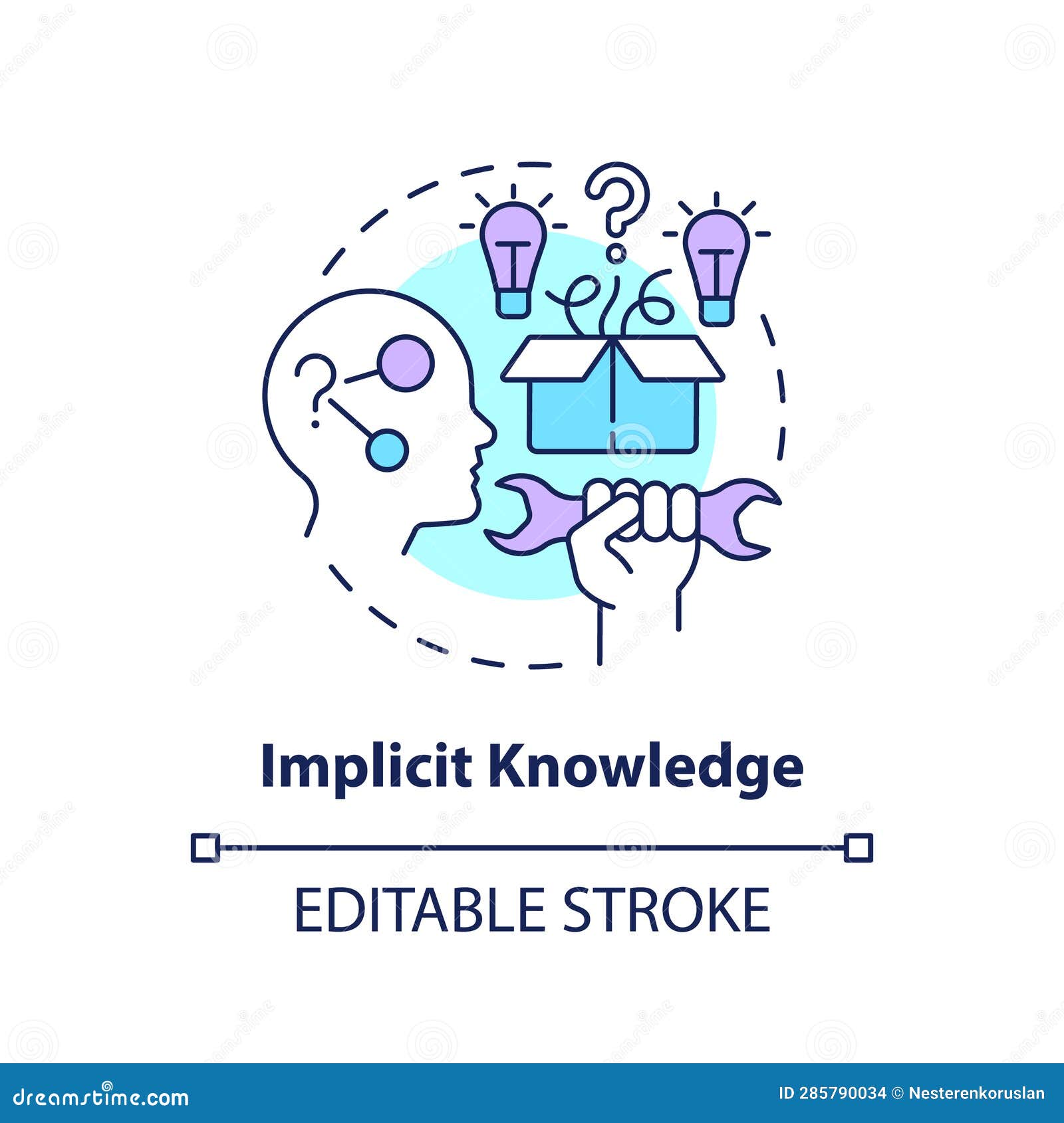 2D Customizable Implicit Knowledge Line Icon Concept Stock Vector ...