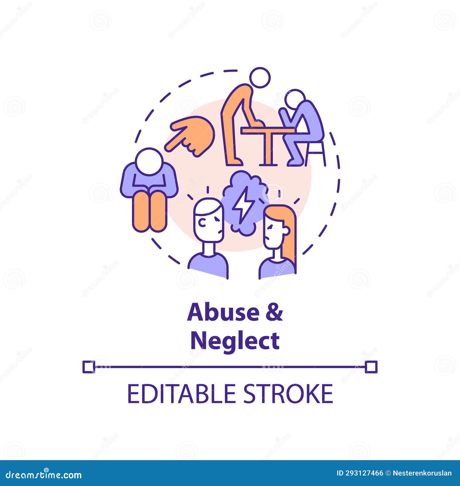 2D Customizable Line Icon Abuse and Neglect Concept Stock Vector ...