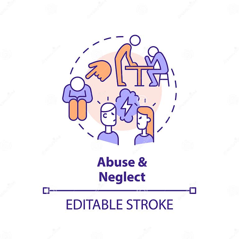 2D Customizable Line Icon Abuse and Neglect Concept Stock Illustration ...