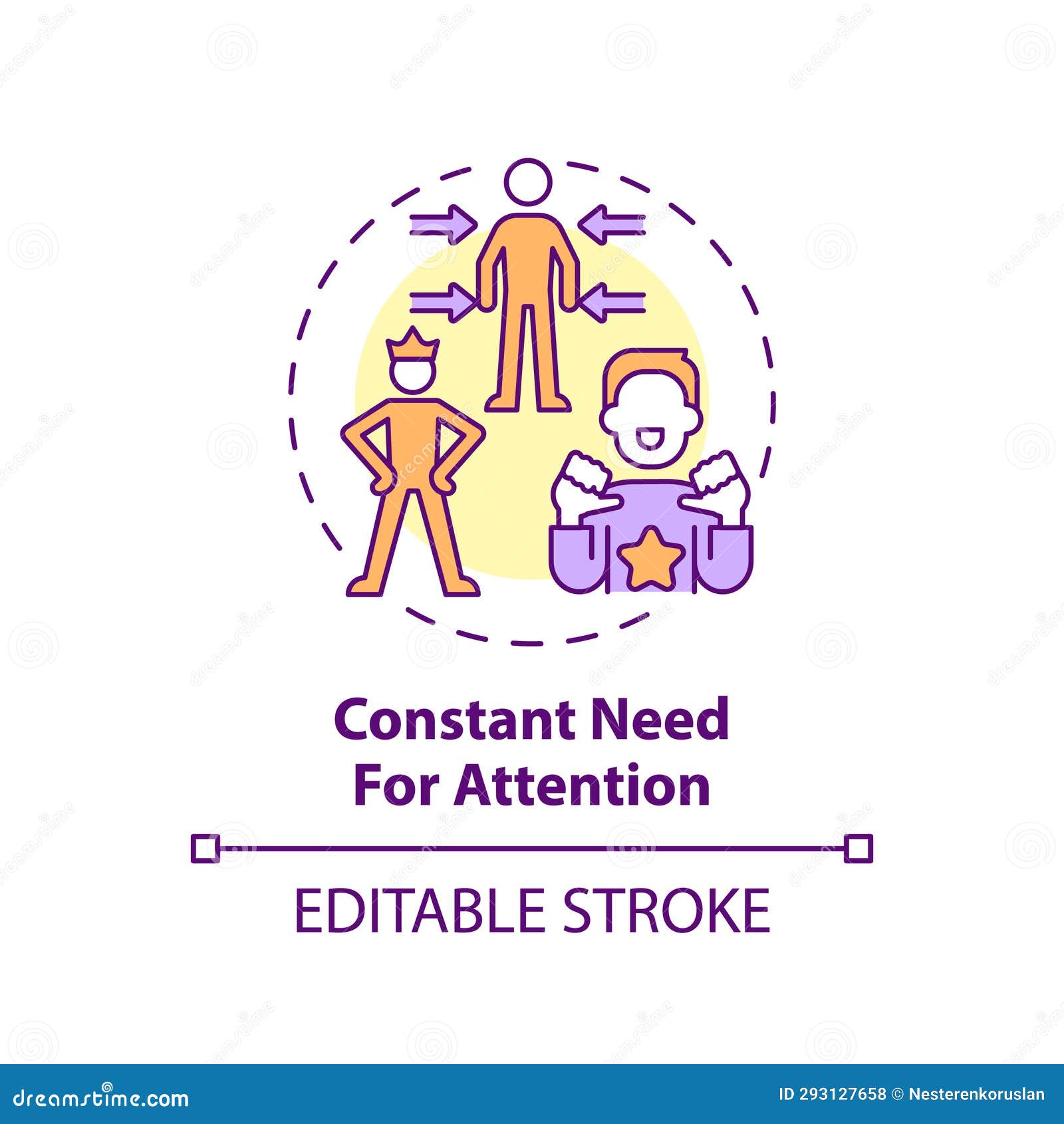 2D Customizable Line Icon Constant Need for Attention Concept Stock ...