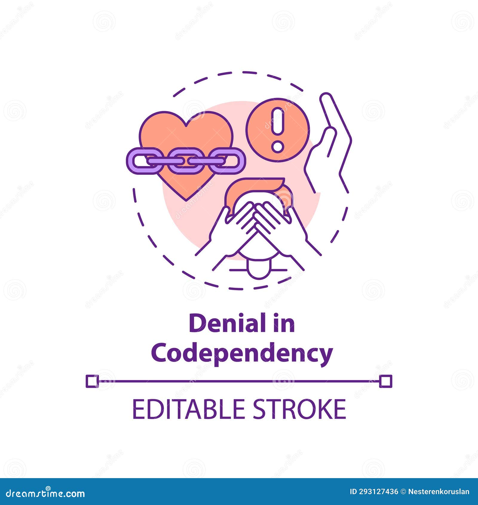 2D Customizable Line Icon Denial in Codependency Concept Stock Vector ...