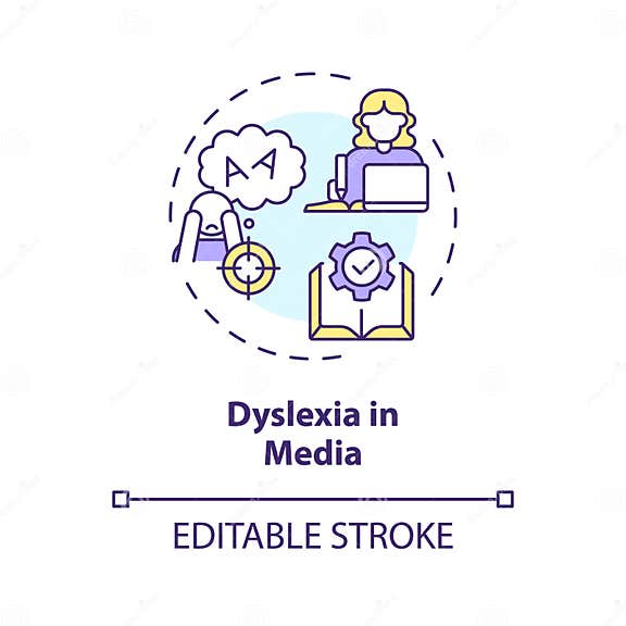 2d Customizable Line Icon Dyslexia In Media Concept Stock Illustration