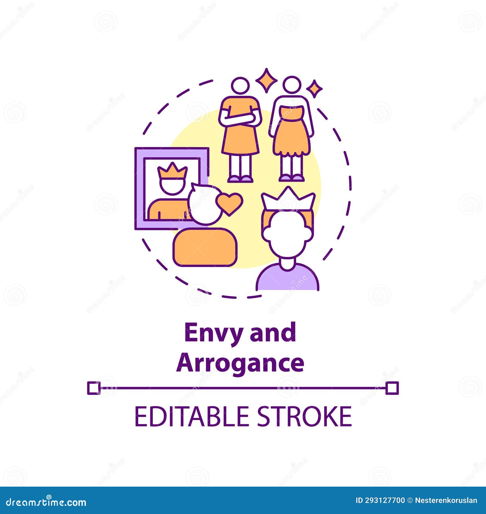 2D Customizable Line Icon Envy and Arrogance Concept Stock Illustration ...