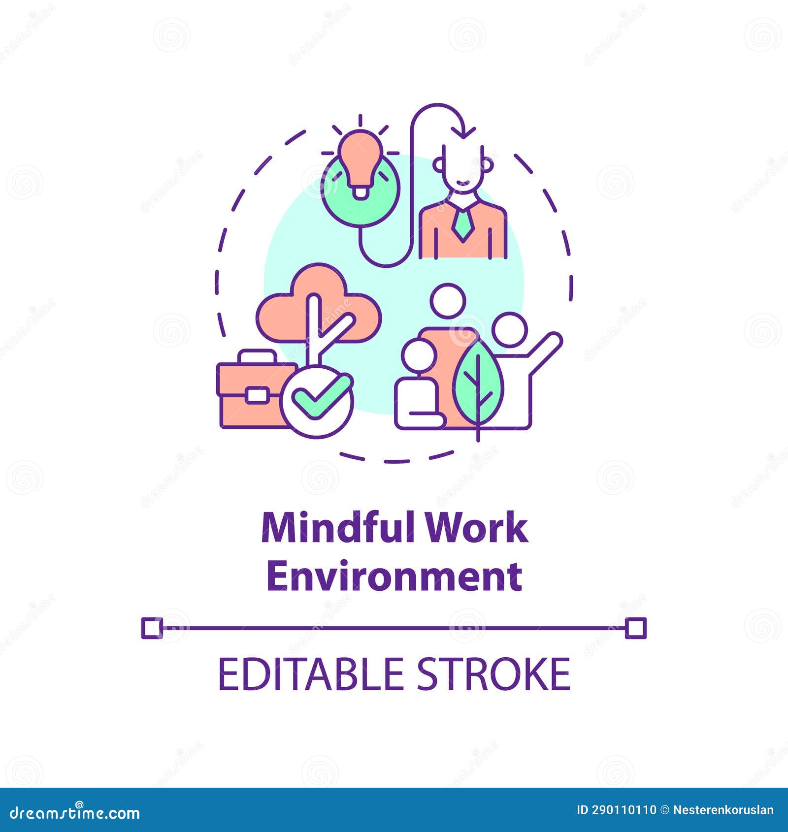 2D Customizable Line Icon Mindful Work Environment Concept Stock ...