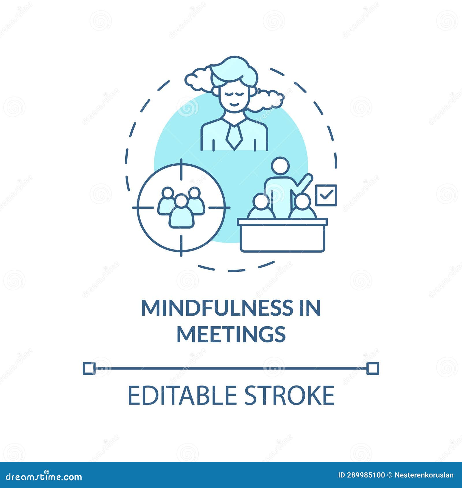 2D Customizable Line Icon Mindfulness in Meetings Concept Stock ...