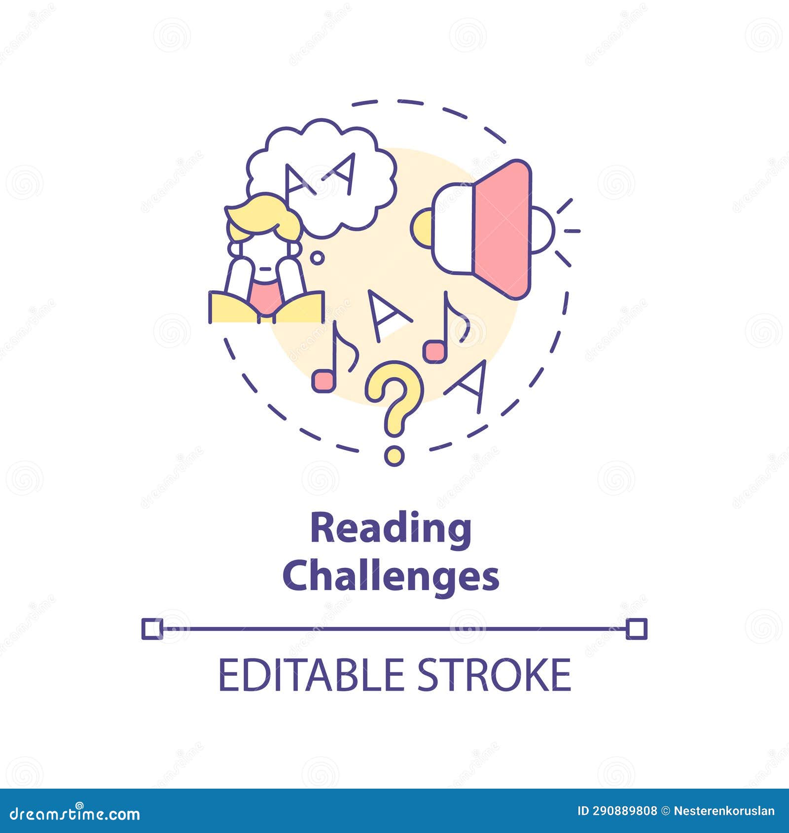 2D Customizable Line Icon Reading Challenges Concept Stock Illustration ...